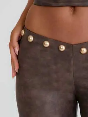 OUTCAST Kamaris Flared Pu Pants With Stud Detail