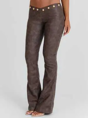 OUTCAST Kamaris Flared Pu Pants With Stud Detail