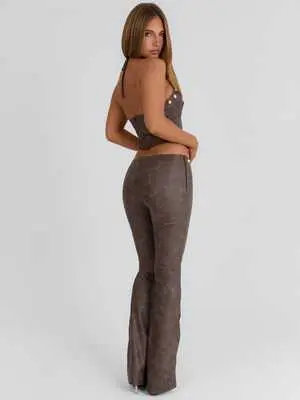 OUTCAST Kamaris Flared Pu Pants With Stud Detail