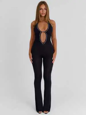 OUTCAST Thalina Jumpsuit With Plunge Neckline And Flared Legs