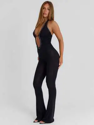 OUTCAST Thalina Jumpsuit With Plunge Neckline And Flared Legs
