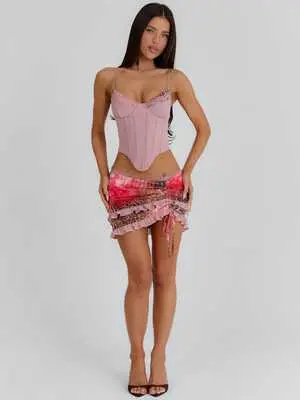OUTCAST Nathalie Corset Top In Ella - Print