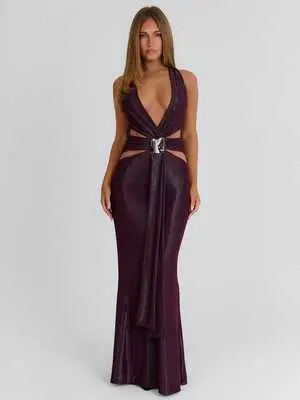 OUTCAST Britt Maxi Dress With Plunging Neckline And Cut-outs