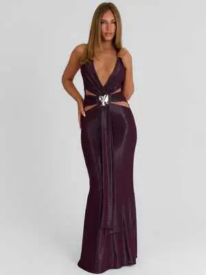 OUTCAST Britt Maxi Dress With Plunging Neckline And Cut-outs