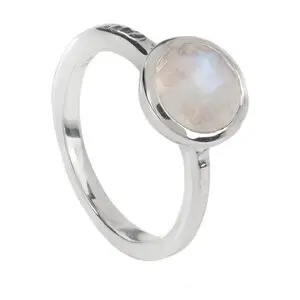 NEOLA DESIGN Neutrals Sterling Silver Ring Rainbow Moonstone Estella - Gray