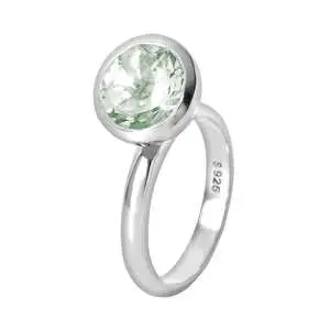 NEOLA DESIGN Sterling Ring Green Amethyst Gemstone Amis - Silver