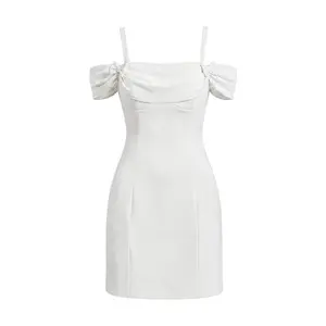 AISL Aurelia Draped-shoulder Mini Dress - White