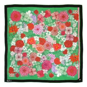 KUEEN Silk Scarf Flora - Green