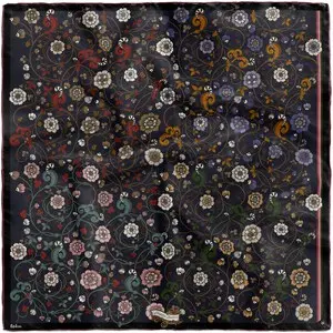 KUEEN Silk Scarf Forgotten Flowers - Blue