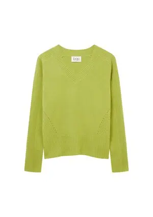 LOOP CASHMERE V Neck Lofty Sweatshirt In Pear - Green