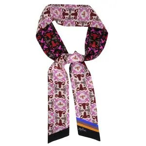 KUEEN Pink / Brown Silk Scarf Bloody Awesome Collection Light & Dark - Pink/brown