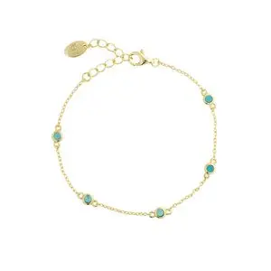 BEYJOU Blue / Gold Mini Gem Chain Bracelet Turquoise - Blue/gold