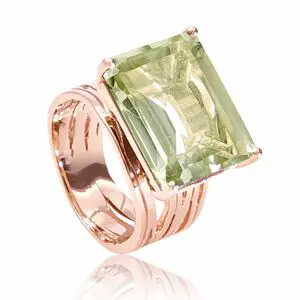 NEOLA DESIGN Cocktail Ring Green Amethyst Gemstone Pietra - Rose Gold