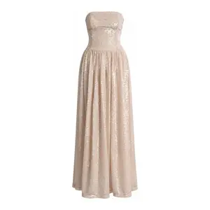 AISL Strapless Sequin Tulle Maxi Gown - Pink