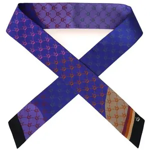 KUEEN Blue / Brown / Black Silk Scarf Crown Blue - Blue/brown/black