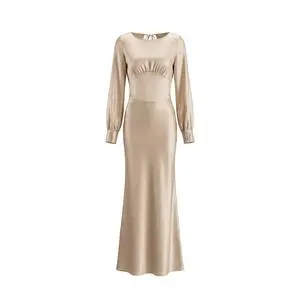 AISL Satin Gathered Waist Maxi Dress
