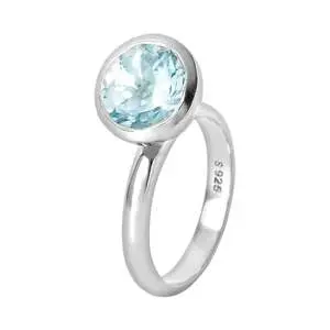 NEOLA DESIGN Sterling Cocktail Ring Blue Topaz Gemstone Amis - Silver
