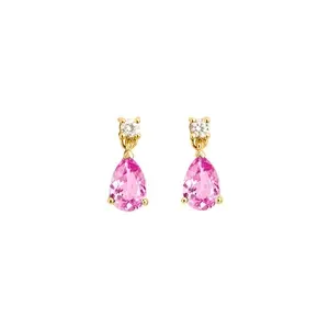 JUVETTI  Gold / Pink / White Pisa Pink Sapphire & Diamond Pear Drop Earrings In Gold - Gold/pink/white