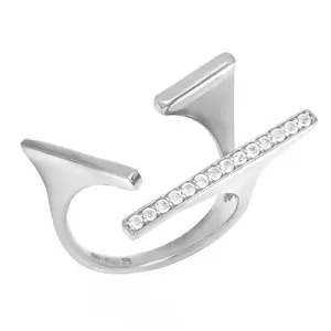 NEOLA DESIGN Sterling Pave White Topaz Gemstone Ring Feline - Silver