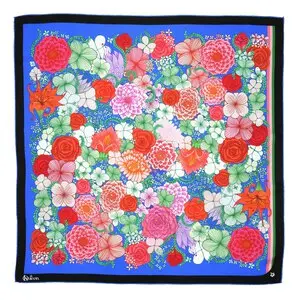 KUEEN Silk Scarf Flora - Blue