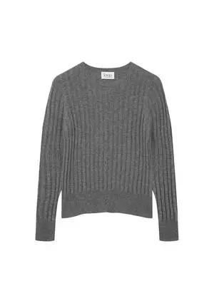 LOOP CASHMERE Cashmere Wide Rib Sweater In Pewter - Grey