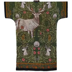 KUEEN Green / Black Silk Kimono White Stag
