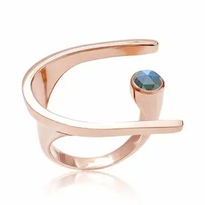 NEOLA DESIGN Cocktail Ring With Labradorite Lunaria - Rose Gold