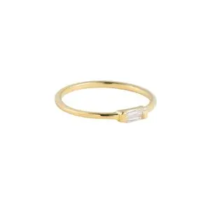 BEYJOU Gold / White Mini Baguette Ring White Topaz - Gold/white