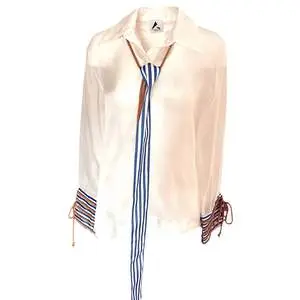ARSHYS Silk Organza Striped Shirt With Rope Detail