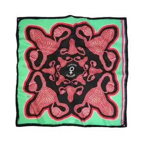 KUEEN Green / Brown / Red Silk Scarf Bloody Awesome Collection Mint & Mud - Green/brown/red