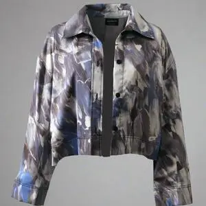 ARSHYS Leonardo Silk Jacket With Printed Artwork - Blue