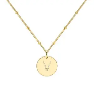 NEOLA DESIGN 18ct Vermeil Alphabet V Pendant Necklace - Gold