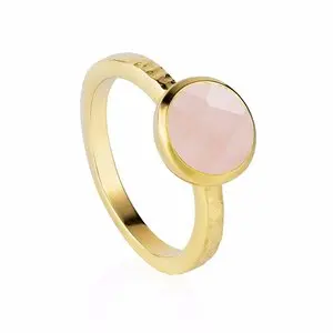 NEOLA DESIGN Gold Stacking Ring With Rose Quartz Estella - Pink