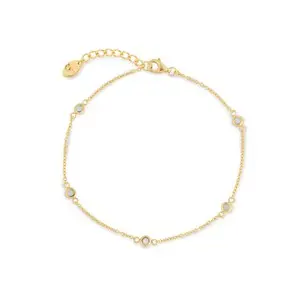BEYJOU Gold / White Mini Gem Chain Bracelet Mother Of Pearl - Gold/white