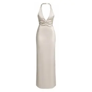 AISL Ivory Halter Maxi Dress - White