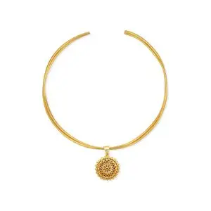 NAJIBA Yantra Sacred Geometry Choker Necklace With Garnet Accent