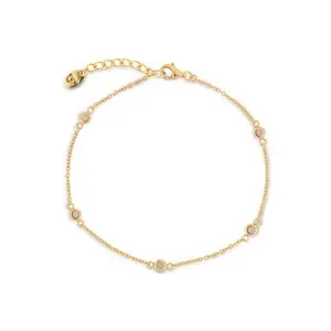 BEYJOU Gold / Pink Mini Gem Chain Bracelet Pink Shell - Gold/pink