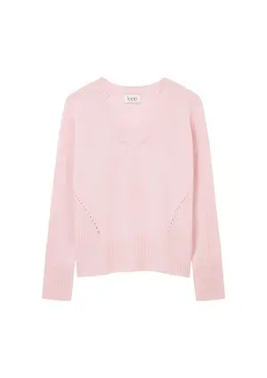 LOOP CASHMERE V Neck Lofty Sweatshirt In Pixie - Pink
