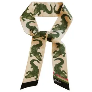 KUEEN Silk Scarf Amazing A Alligator - Beige