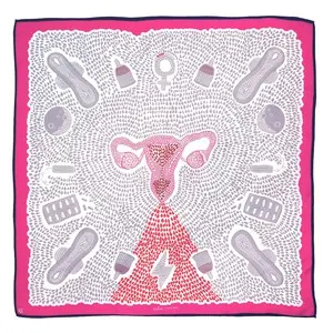 KUEEN Purple / White / Grey Silk Scarf Bloody Awesome Collection Ice & Magenta - Purple/white/grey