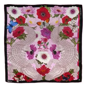 KUEEN Silk Scarf Amazing A Alligator - Pink