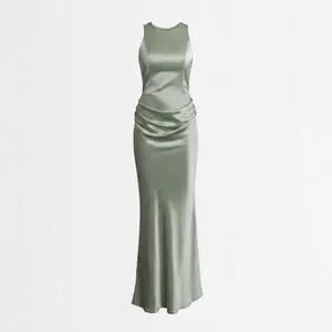 AISL Sage Satin Draped Maxi Dress