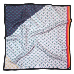 KUEEN Red / Black / Grey Silk Scarf Small Crown Sailor Blue - Red/black/grey