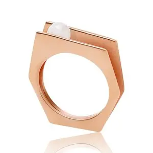 NEOLA DESIGN Alvaro Cocktail Ring With White Pearl - Rose Gold