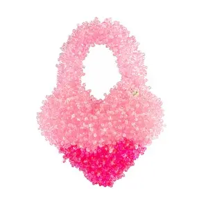 TILLIE BEADS Two-tone Fluffy Heart Bead Bag - Pink