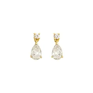 JUVETTI  Gold / White Pisa Diamond Pear Drop Earrings In Gold