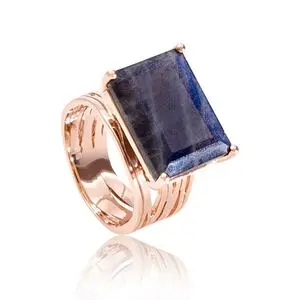 NEOLA DESIGN Ring With Labradorite Gemstone Pietra - Rose Gold