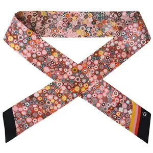 KUEEN Red / Pink Silk Scarf Millefiori Pink - Red/pink