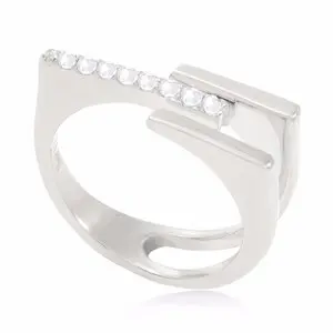 NEOLA DESIGN Neringa Silver Stacking Ring With White Topaz - Gray/white