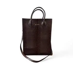 JPO Koch House Dark Faux Leather Tote Bag - Brown